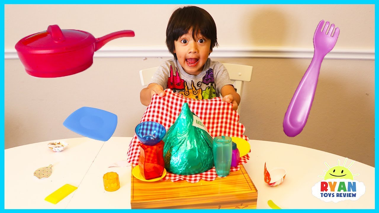 Ryan Plays Crazy Cafe Board Game For Kids With Egg Surprise Eggs ...