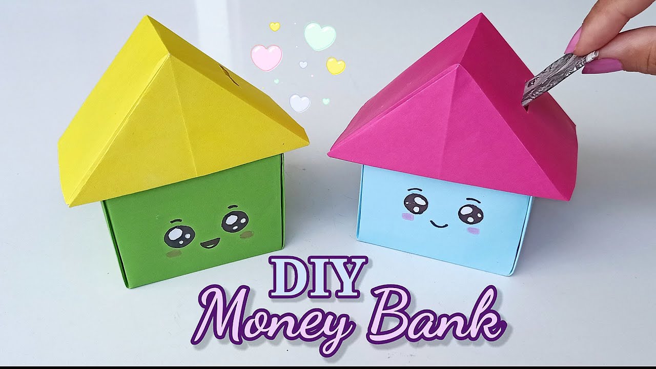 DIY MINI PAPER COIN BANK / Paper House Bank / Easy Kids Craft Ideas ...